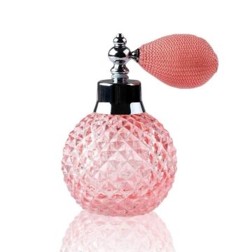 Quality Clear Checked Carved Glass Empty Perfume Bottles With Spray Atomizer for sale
