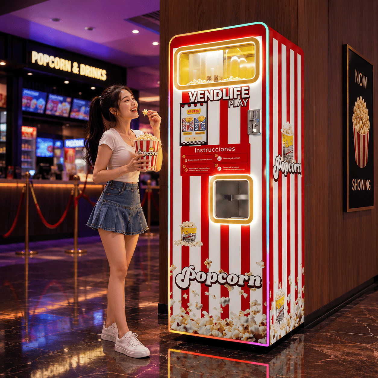 Quality Commercial Automatic Popcorn Vending Machine 24 Hours Unattended Self Service for sale