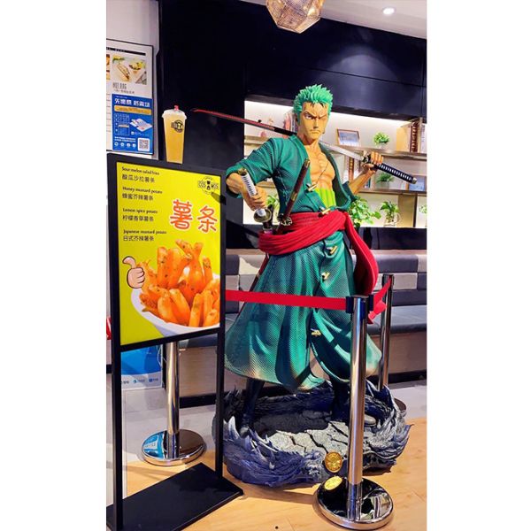 Quality Custom One Piece Zoro Statue Hand Carved Resin Figure for Anime Fiberglass Sculpture for sale