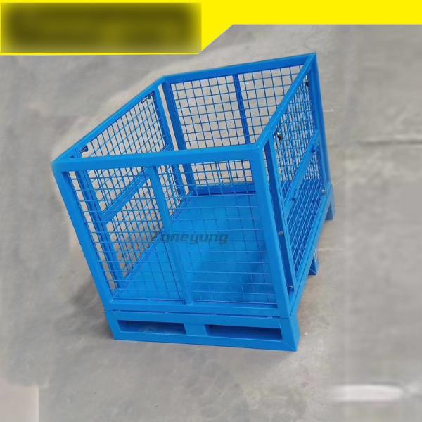 Quality 1000Kg White Metal Pallet Cage Warehouse Stillages Trolley With Wheels for sale
