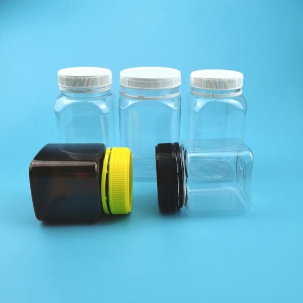 Quality 320ml Medicine Plastic Food Jars Square Honey PET Bottle With Tamper Evident Cap for sale