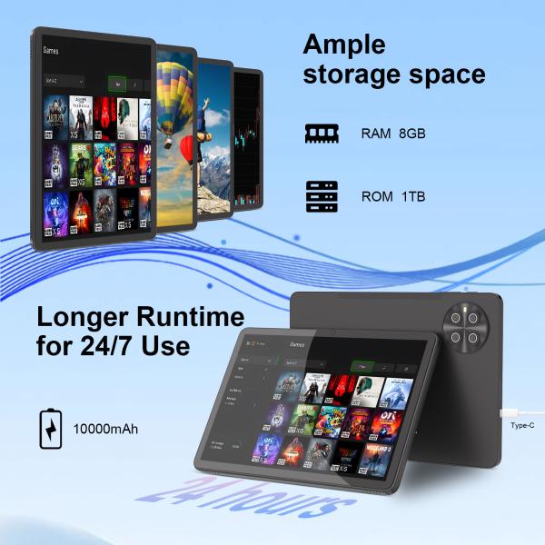 Quality C Idea 10.1 Inch Android 15 Tablet 8GB RAM 1TB ROM Model CM8800plus Black for sale