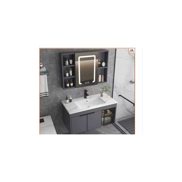 Quality Rock Plate Space Aluminum Floor Bathroom Cabinet Gray Anti Insect for sale