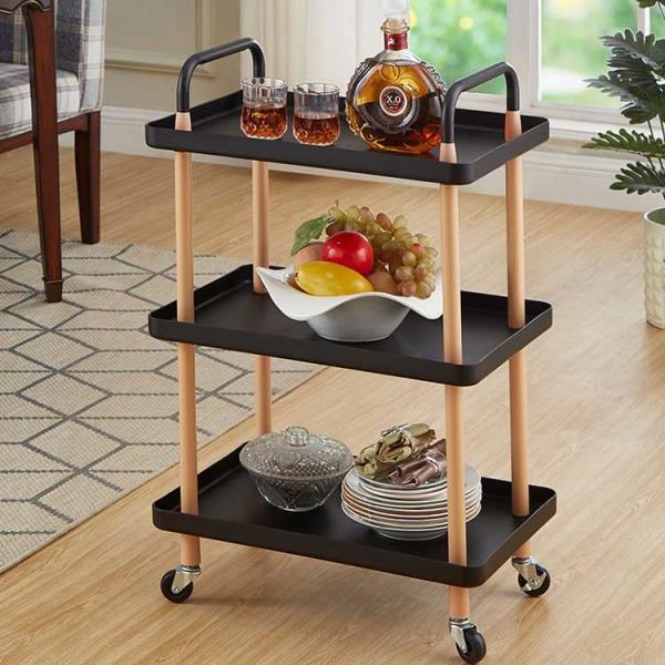 Quality 3 Tier Bathroom Kitchen Storage Cart With Wheels Plastic PP for sale