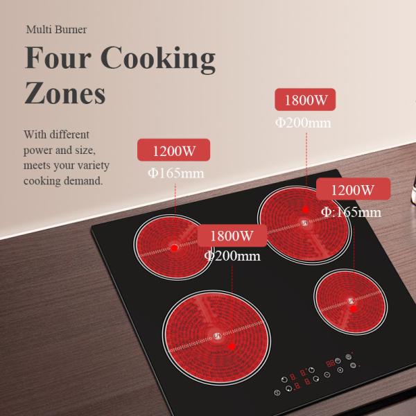 Quality Temperature Control 3 Zone Built In Ceramic Hob Cooktop Frameless for sale