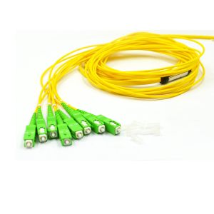 Quality SC APC Single Mode Fiber Patch Cord 12 Cores Yellow Color 55dB Return Loss for sale