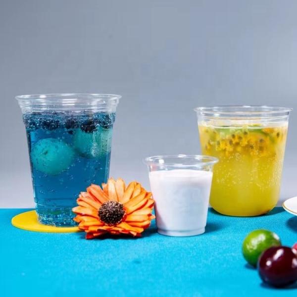 Quality Eco-friendly Disposable PET Clear Plastic Juice Cups with Lids 20oz for sale