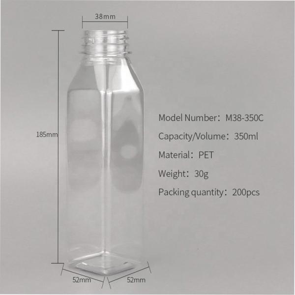 Quality 12oz Empty PET Plastic Juice Bottles With Screw Cap For Beverage for sale
