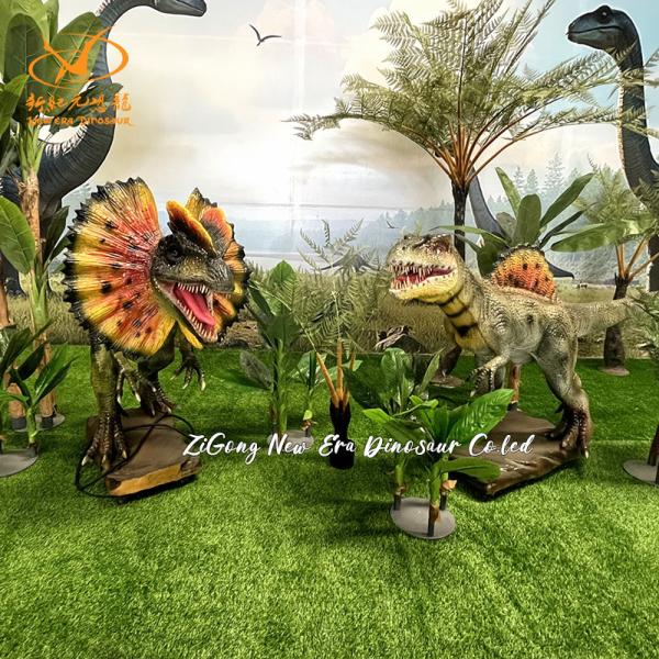 Quality Life Size Animatronic Dilophosaurus Dinosaur Model for Theme Parks for sale