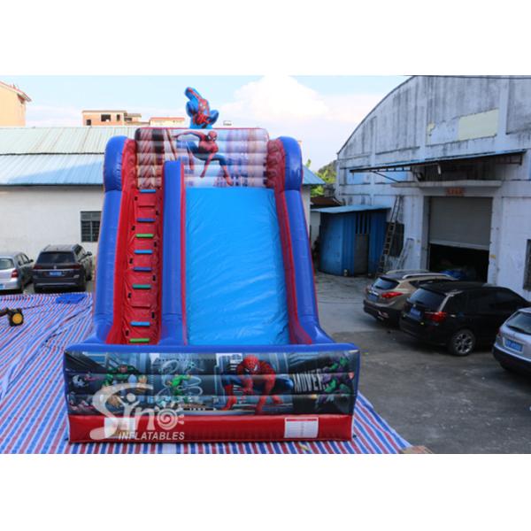 Quality 7 meters high kids spiderman inflatable slide with complete digital printing for for sale