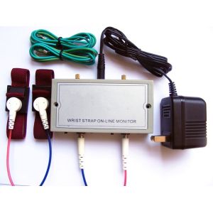 Quality 110V / 220V ESD Wrist Strap On Line Monitor Dual Straps Supported Power Adaptor for sale