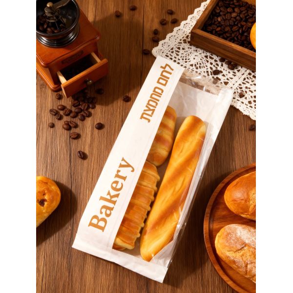 Quality Customized Window Flat Satchel Kraft Paper Bag With Clear  Window Use For Bakery Bag Bread Bag Food Bag for sale