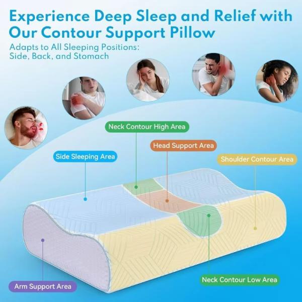 Quality 4-Layer Adjustable Memory Foam Pillow for Sleeping Ergonomic Contour Cooling for sale