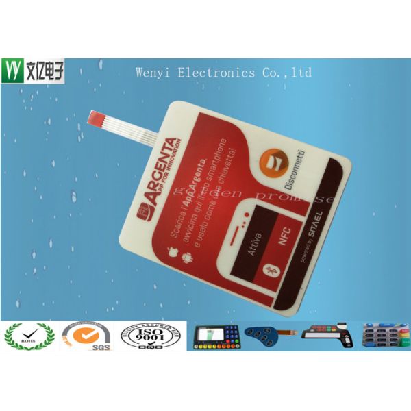 Quality No Tactile PC sand Flat Membrane Switch 3M 467 Carbon ZIF Tail With Red Stiffener for sale