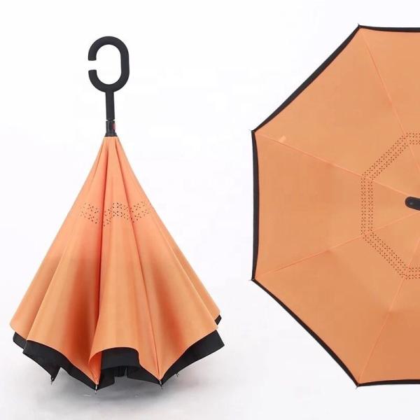 Quality Colorful 23inch 8k 190T Pongee Personalized Compact Inverted Reverse C Handle for sale