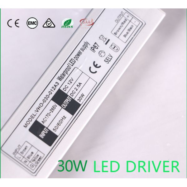 Quality OEM Waterproof Outdoor LED Driver Power Supply 12V 30W Lightweight for sale