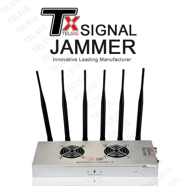 Quality 450 * 240 * 85mm Cell Phone Frequency Jammer , 6 Band Portable Bluetooth Jammer for sale