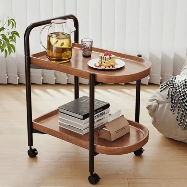 Quality Movable Household Side Table Trolley Living Room Floor-standing Storage Rack Sofa Coffee Small Wheeled Dining Cart for sale