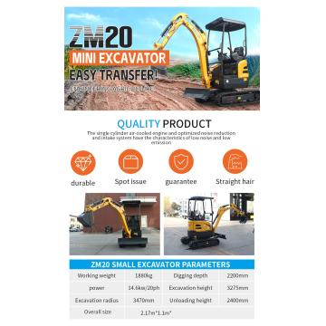 Quality Hydraulic Small Digger Micro 2.0 Ton Free Shipping Bagger for sale