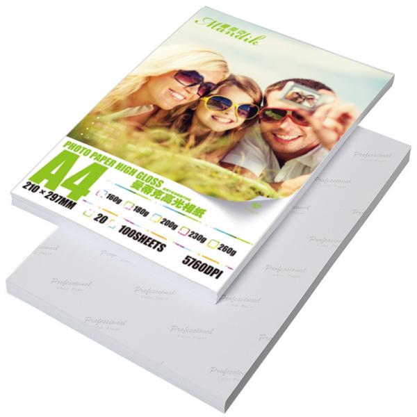 Quality A4 Printing Inkjet One Side High Glossy Photo Paper for sale