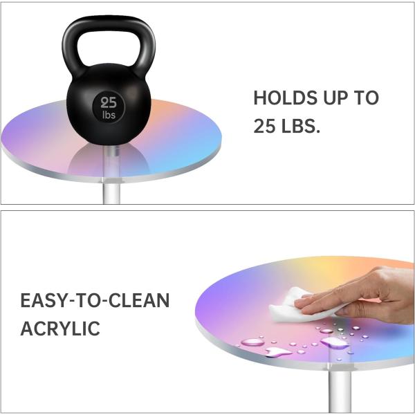 Quality Knock Down Design Acrylic Tea Table Rainbow Dazzling Color Acrylic Round Table for sale