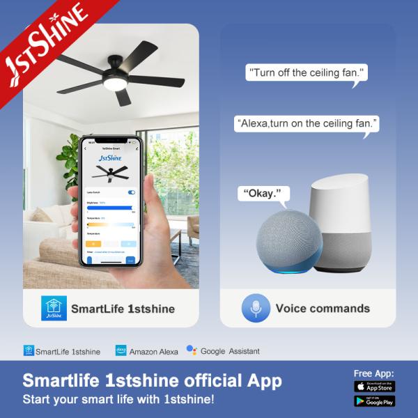 Quality Adjustable 6-Speed Choice LED Ceiling Fan with APP Smart Control and Dimmable for sale