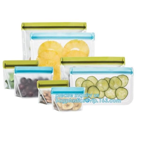Quality Food Grade Leakproof Fresh Large Zipper Freezer Reusable Silicone Food Preservation Storage Bags With bagplastic for sale