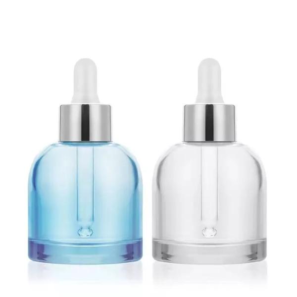 Quality 0.25ml/T Round Water Dropper Bottle Transparent 30ml Cosmetic Jars for sale