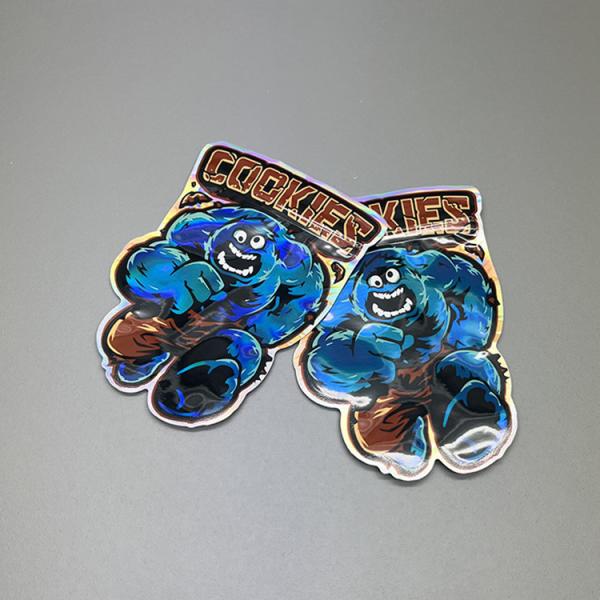 Quality Smell Proof Die Cut Mylar Bags Holographic 3.5g Zipper Irregular Shape Bags for sale
