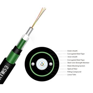 Quality GYXTW 53 Outdoor Optical Fiber Cable 1300nm 8f 12mm Fiber Optic Displayport for sale