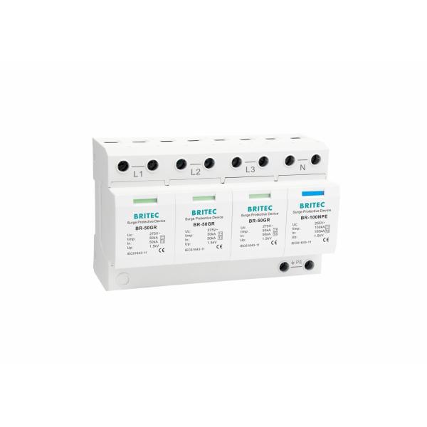 Quality TUV Certified Lightning Protection Surge Arrester Class I Three Phase Surge Protector IP20 for sale