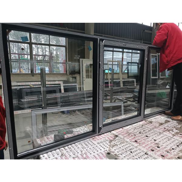 Quality Fixed Fiberglass Aluminum Awning Window Top Hung Black Frame for sale