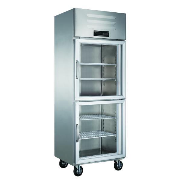 Quality Easy Cleanup Commercial Display Refrigerator 800L 2 Door Glass Door Freezer Compact for sale