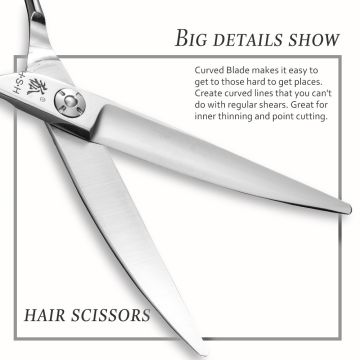 Quality Sliding Cutting Professional Barber Scissors , Curved Blade Scissors UFO Screw for sale