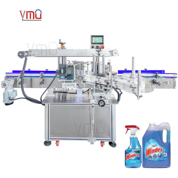 Quality Double Sided Sticker Square Flat Bottle 2 Sides Labeling Machine Auto Lube Laundry Detergent Can for sale