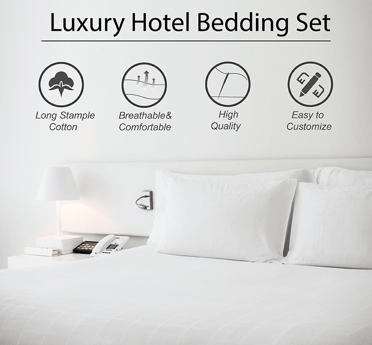 Wholesale Luxury White 3ootc Cotton Bed Sheet Hotel Satin Bedding Set