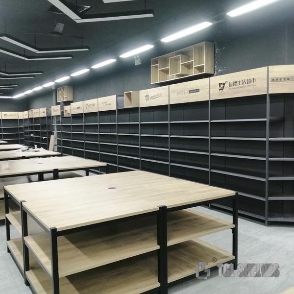 Quality Metal Gondola Shelf Rack Powder Coating Grocery Shelving Display for sale