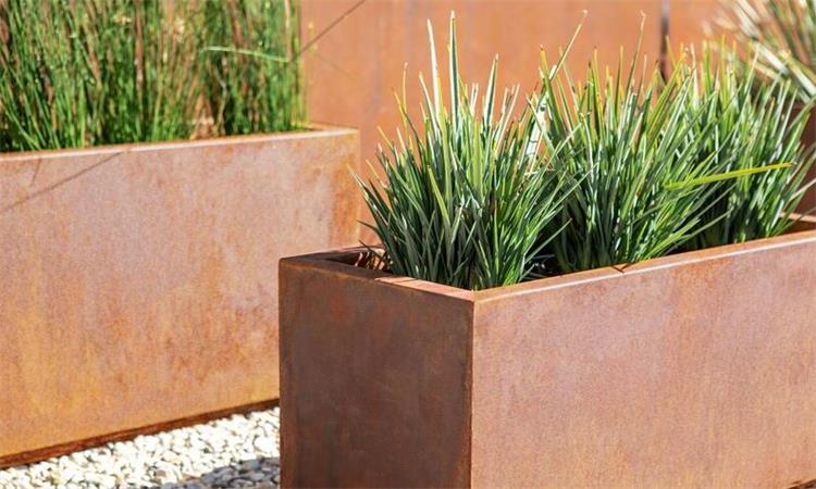 Outdoor Long Metal Rectangle Planter Box Corten Steel Rectangle Trough ...