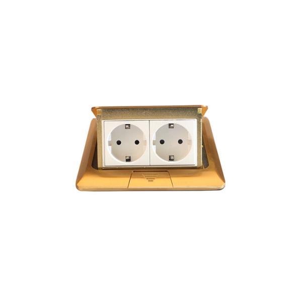 Quality Golden Brass Twins Electrical Socket Pop Up Floor Outlet For Hotel Airport Purpose for sale