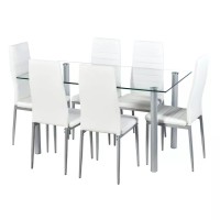 Quality Customized Dining Room Furnitures 1200*700*750mm Glass Dining Table 6 Seater for sale