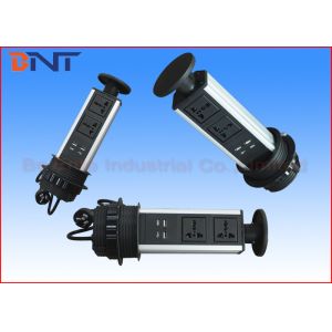 Quality Aluminum Alloy Shell Vertical Pull Up Power Socket With 2 USB Charger for sale