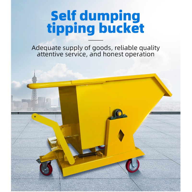 Forklift waste tipping bin industrial view