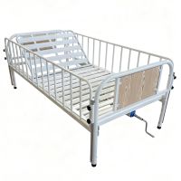 Quality Single-Crank Manual Hospital Bed With Full-Length Iron Side Rails for sale