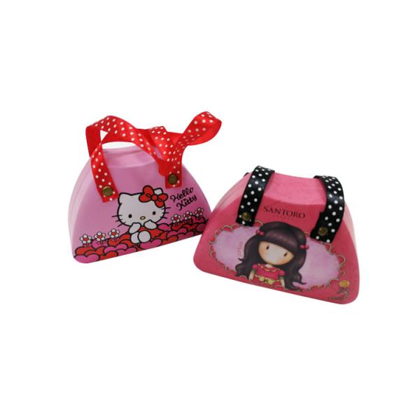 Quality Mini Vintage Tin Case With Colorful Ribbon Handles Anti Rust Finish Metal Tin for sale