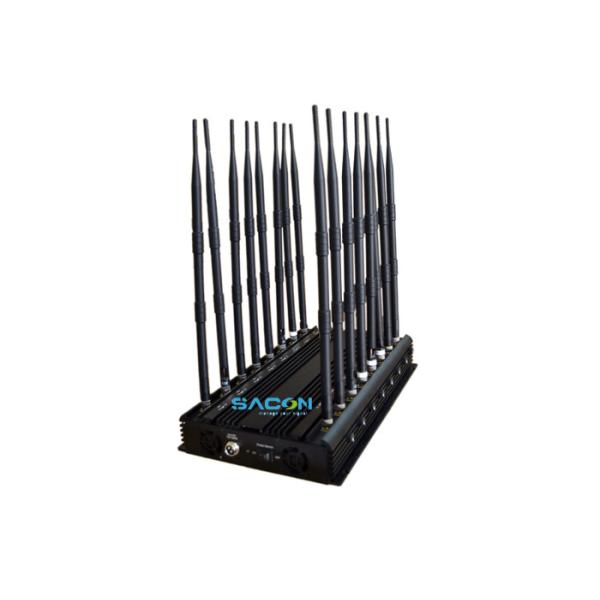 Quality GPS Lojack Prison Cell Phone Jammer with 16 Antennas 38W High Power and 40m Jamming Range for sale
