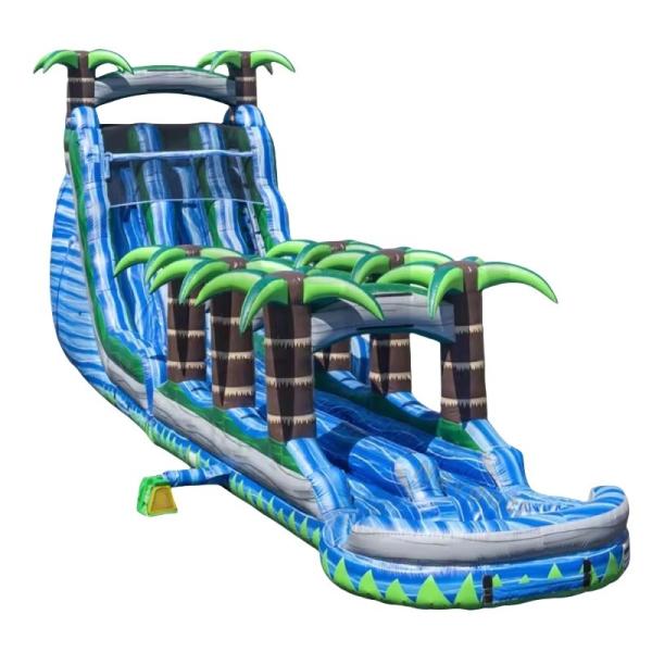 Quality Customized Inflatable Water Slide with Pool Blue Crush 2 Lane Run N Splash Combo for sale