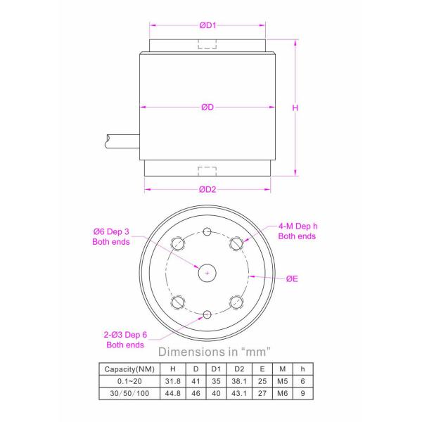 Quality Miniature Reaction Torque Sensor 0-100Nm Flange to Flange Static Torque for sale