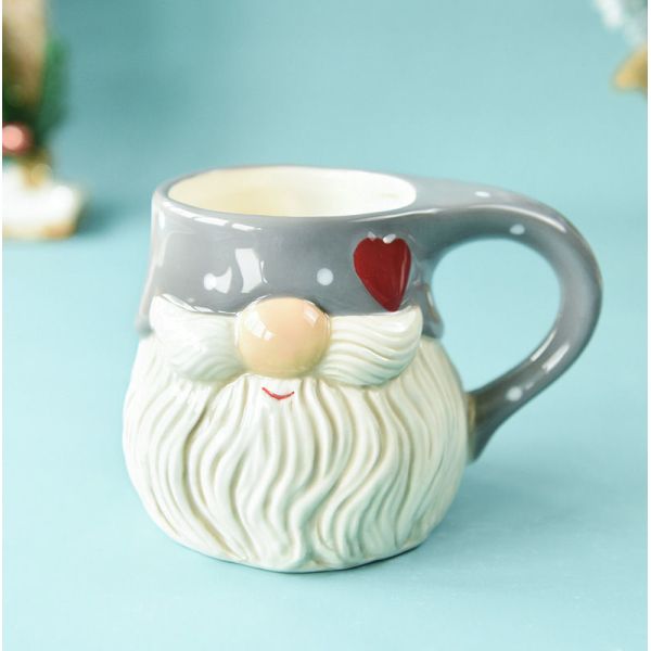 Quality Custom Christmas Ceramic Mug with 3D Santa Design Cartoon Style and Customized Color for sale