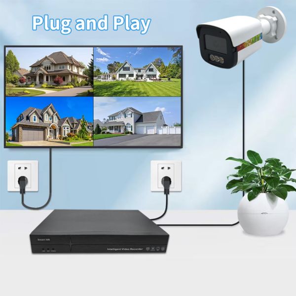 Quality 4CH 8CH 4K 2MP Warm Light Full Color Night Vision Network CCTV System POE NVR for sale