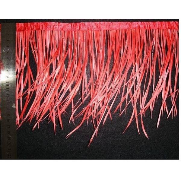 Quality Dyed Spiky Goose Biot Feather Fringe Trim with Satin Ribbon Tapes Chicken for sale
